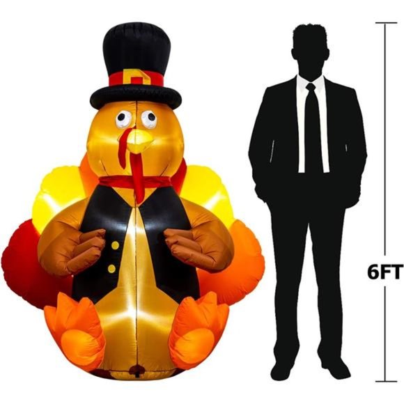 Holiday | 6ft Inflatable Turkey Blow Up Turkey Builtin Led Lights ...